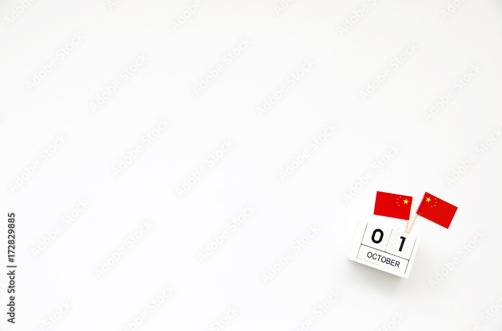 October 01 Wooden calendar Concept independence day of China and China ...