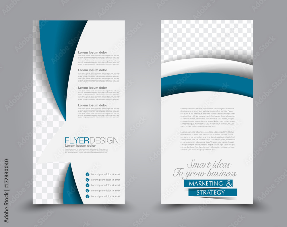 Skinny flyer or leaflet design. Set of two side brochure template or ...