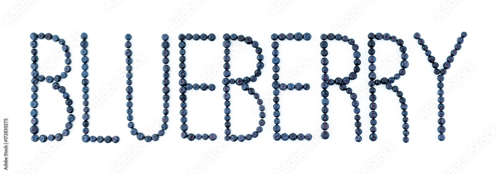 Blueberry font. Blueberries on white background. Bilberry fruit letters ...