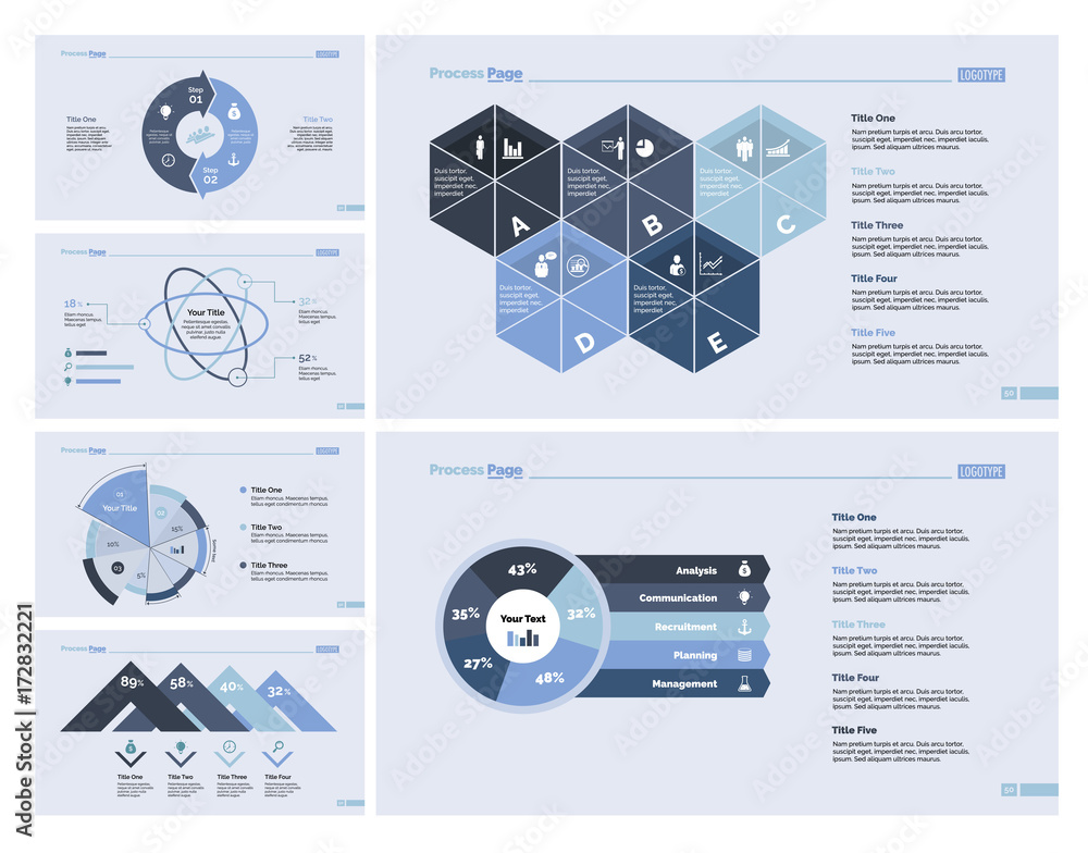 Six Analysis Slide Templates Set vector de Stock | Adobe Stock