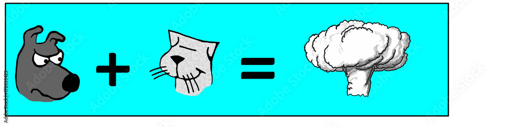 Cartoon illustration showing that dogs and cats have explosions. Stock ...