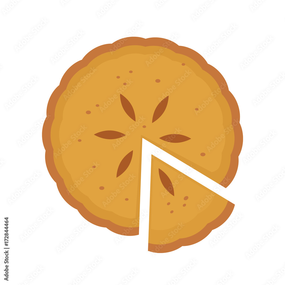 Homemade sliced pie with fruit filling. Vector flat cartoon ...