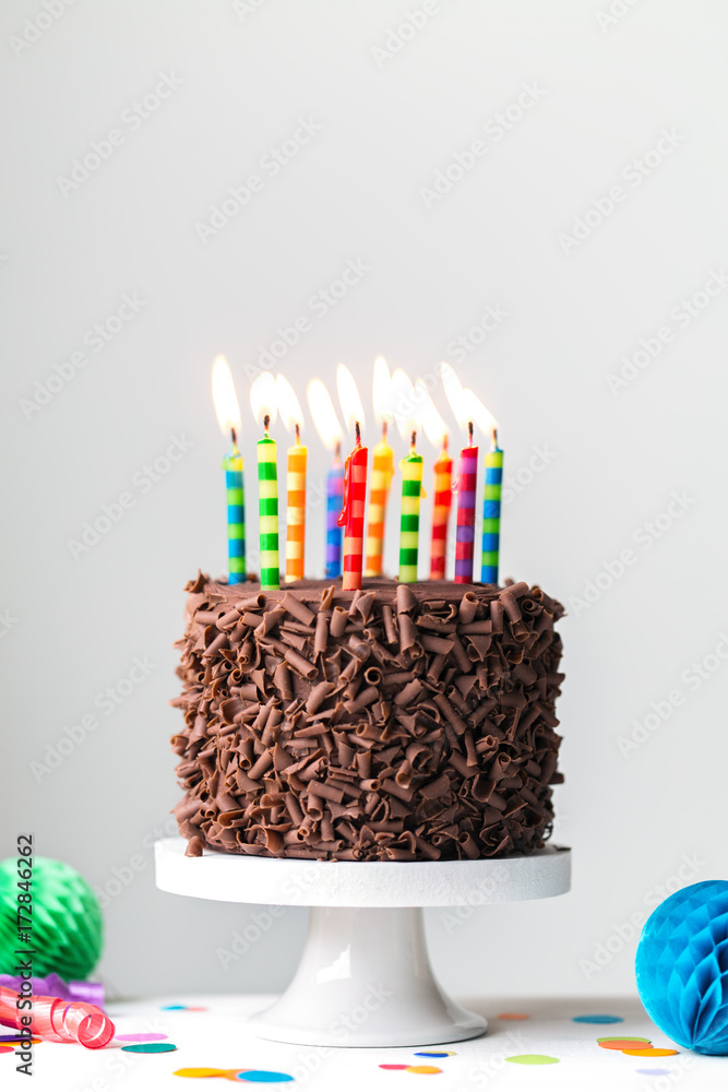 Chocolate birthday cake Stock Photo | Adobe Stock