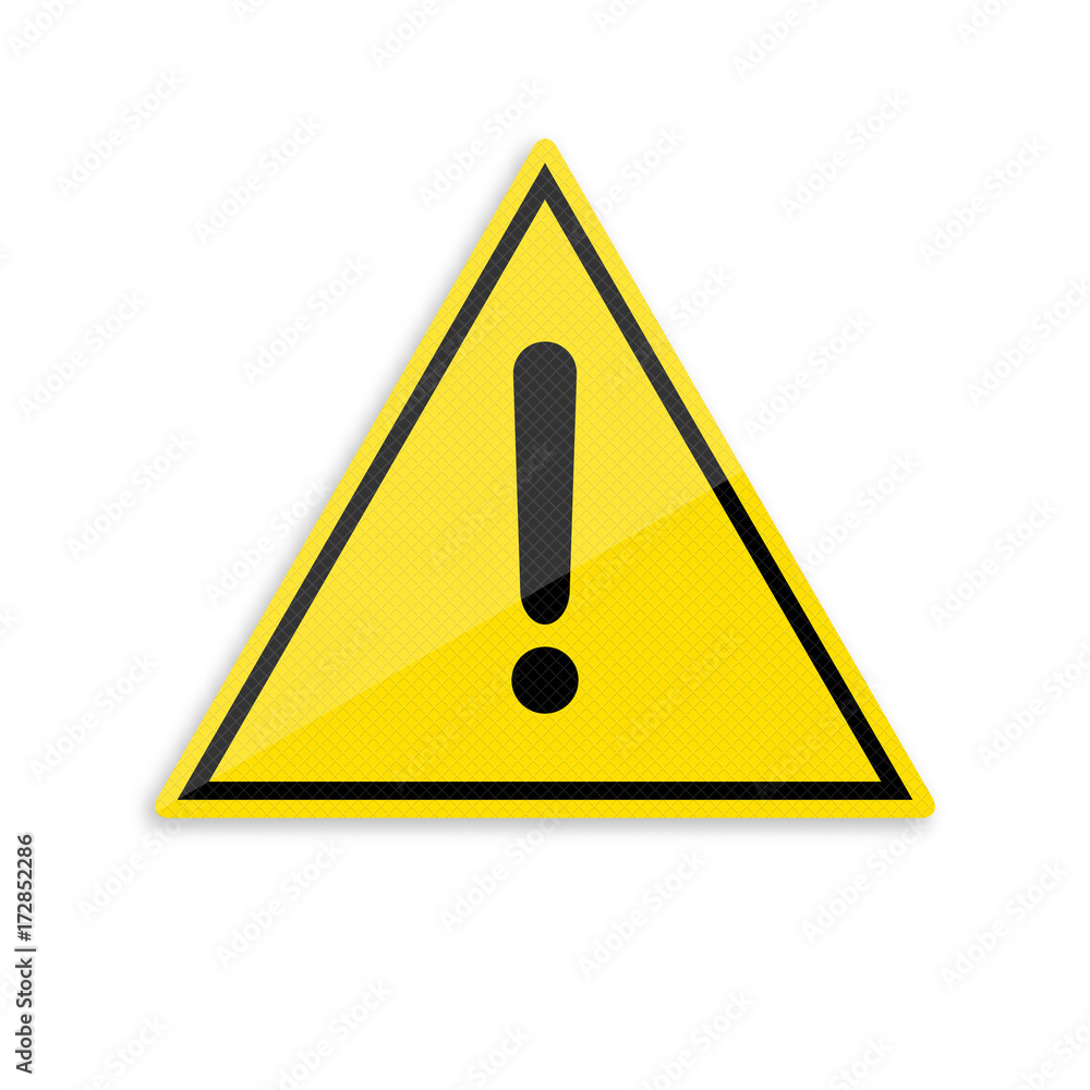 Sign Attention. Warning sign about care. Black exclamation point in ...