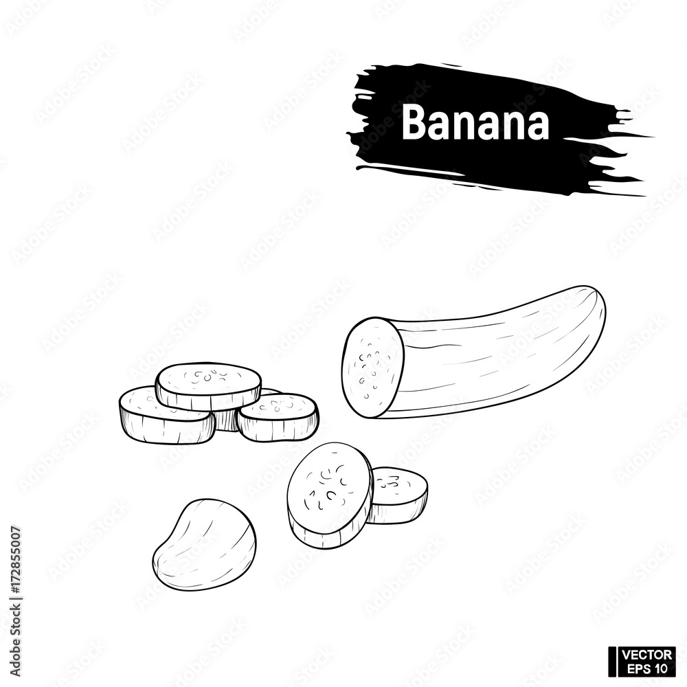 Banana outline hand drawing Stock Vector | Adobe Stock