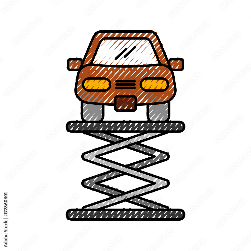 cartoon car front view platform service maintenance vector illustration ...