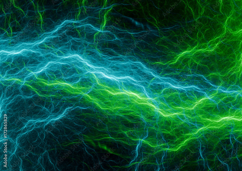 Blue and green plasma, abstract lightning element Stock Illustration ...