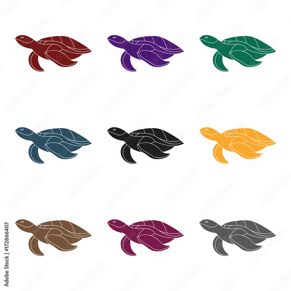 Sea turtle icon in black style isolated on white background. Sea ...
