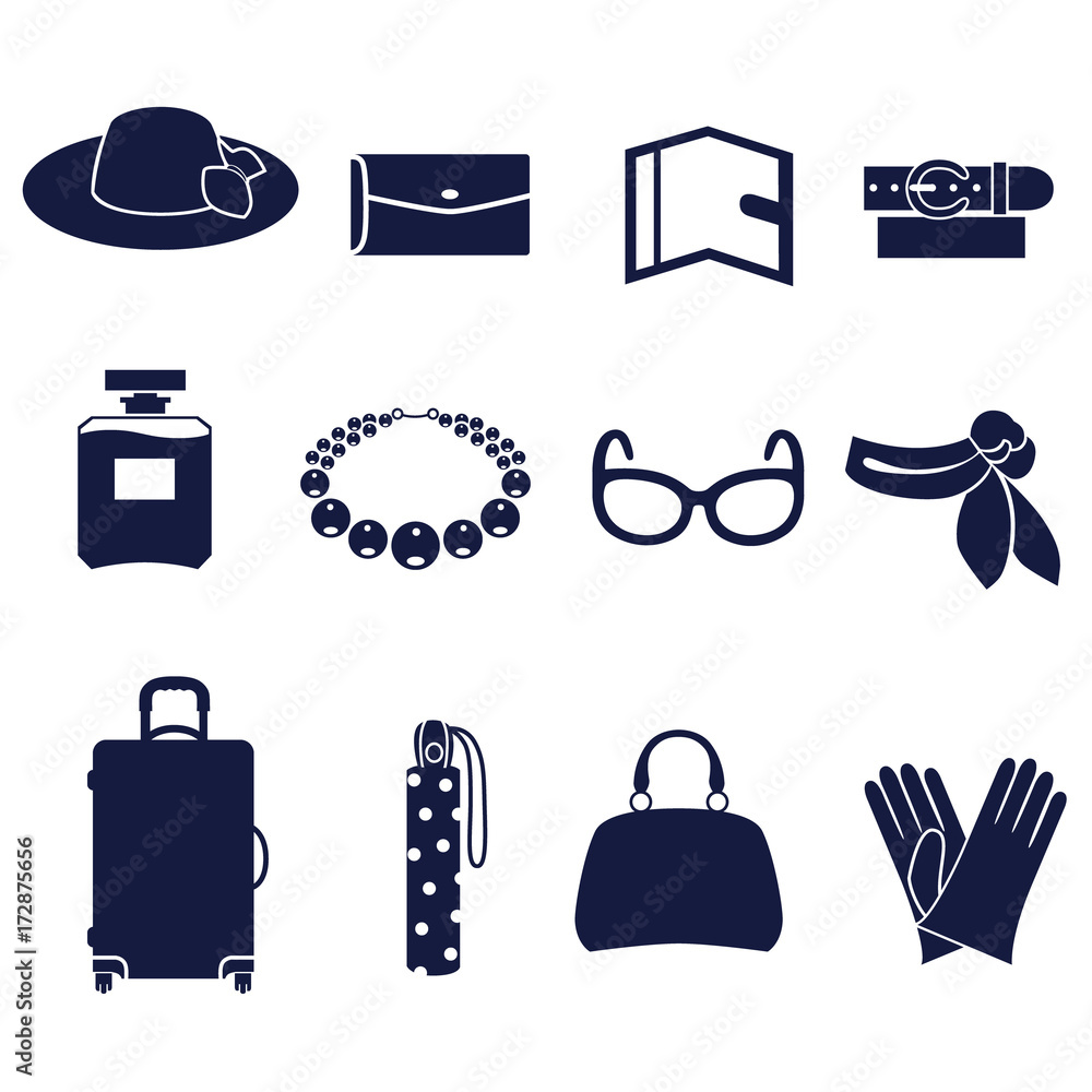 Different types of women's accessories Stock Vector | Adobe Stock