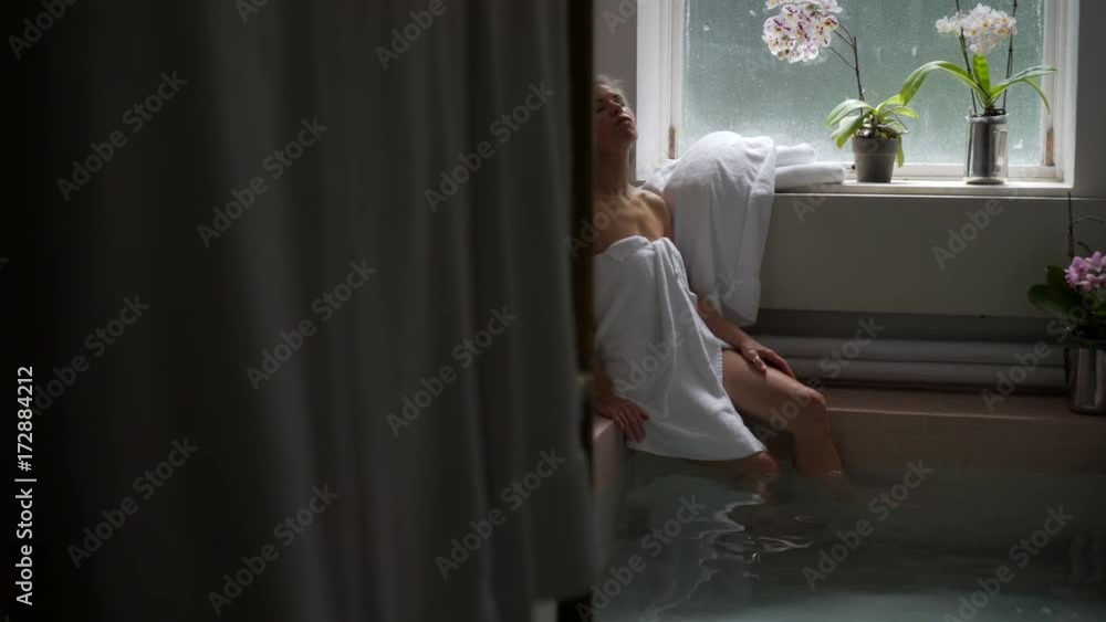 Beautiful mature woman in historic Roman Bath in Berkeley Springs State ...