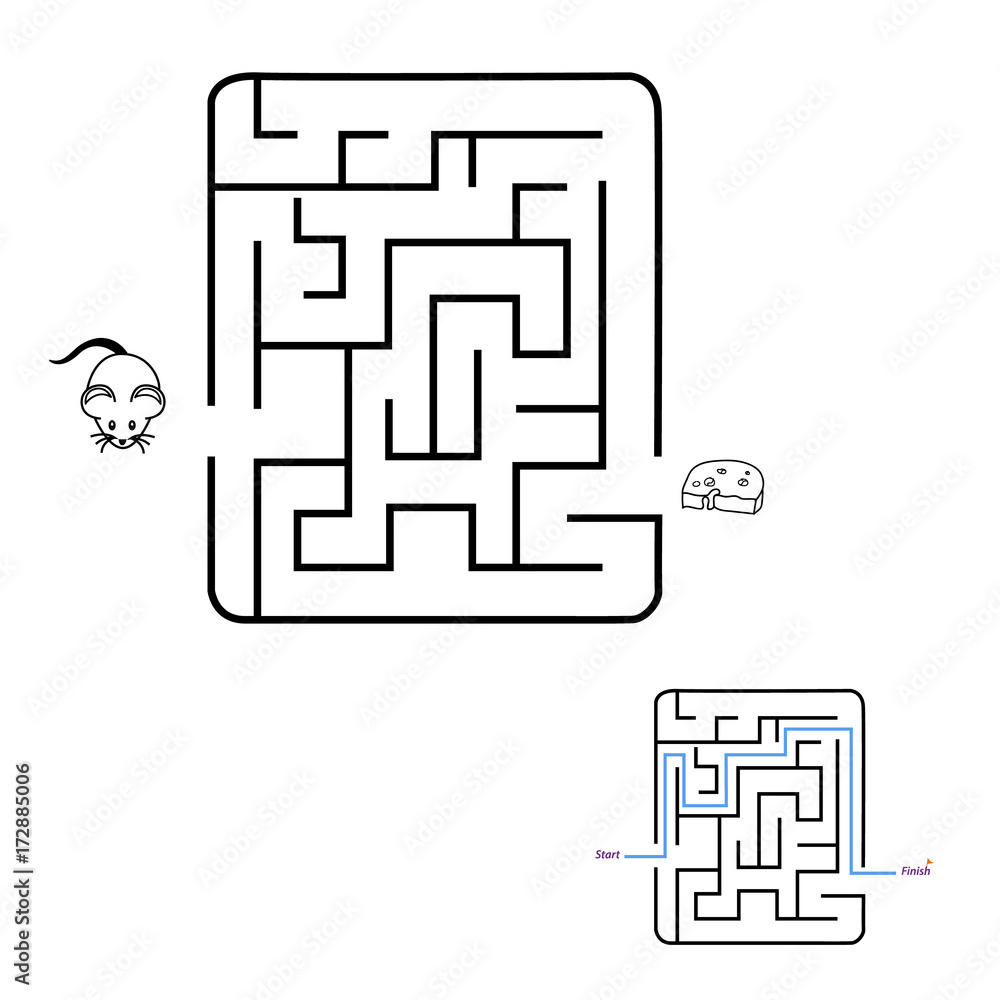 Cute Mouse's Maze Game (help mouse to find his cheese) Maze puzzle with ...