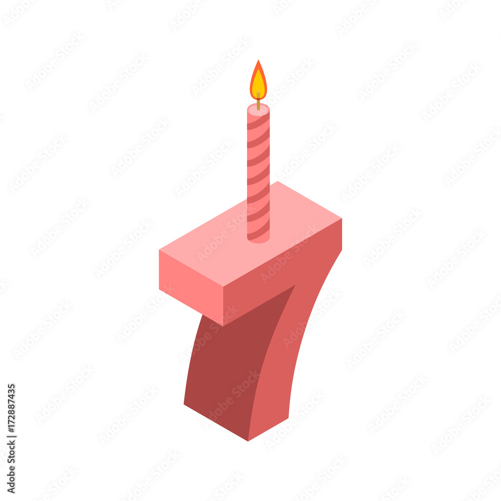 7 number and Candles for birthday. seven figure for holiday cartoon ...