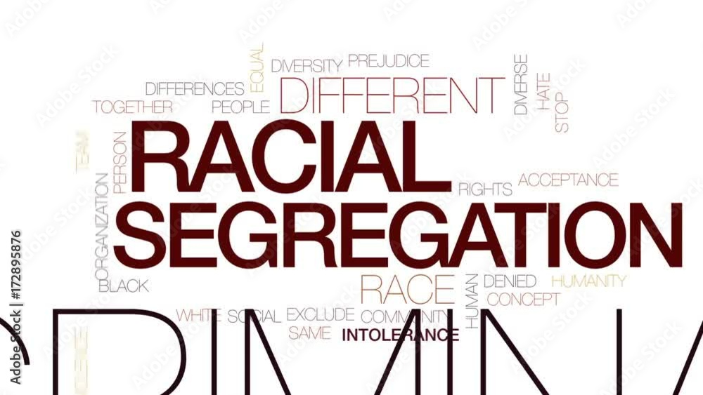 Racial segregation animated word cloud, text design animation. Kinetic ...