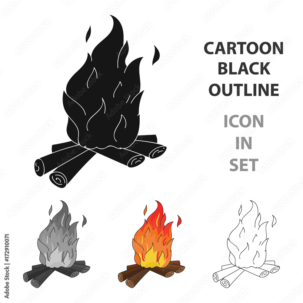 Campfire of stone age icon in cartoon style isolated on white ...