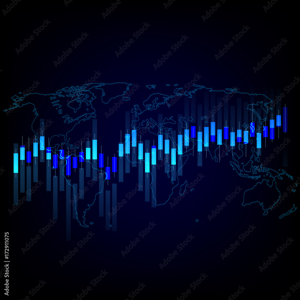 Business chart with uptrend line graph chart and stock numbers in bull ...