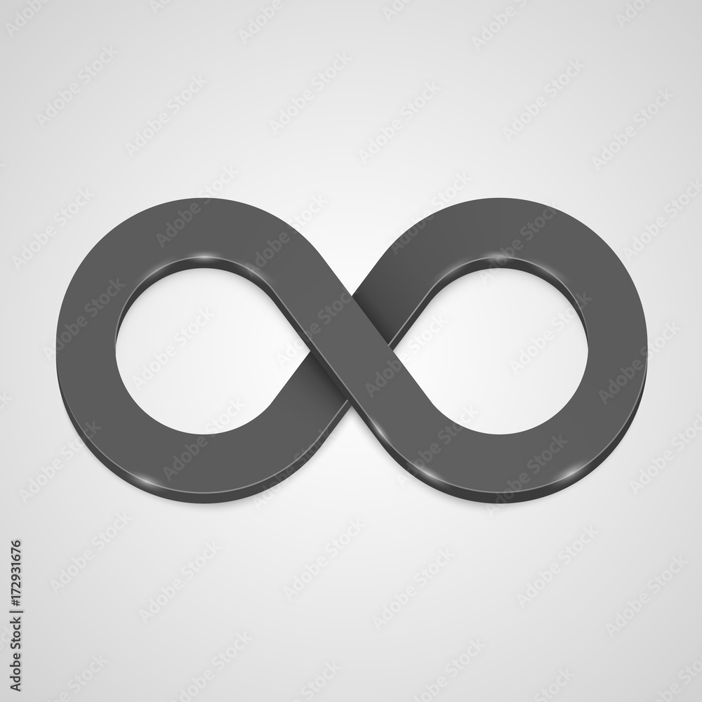 Infinity 3d Icon black, template design element. Vector illustration ...