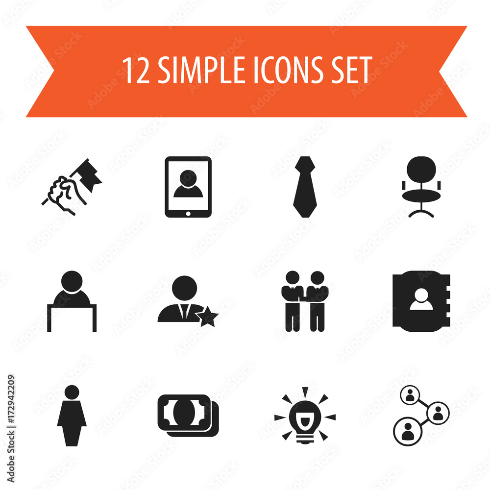 Set Of 12 Editable Job Icons. Includes Symbols Such As Agreement ...