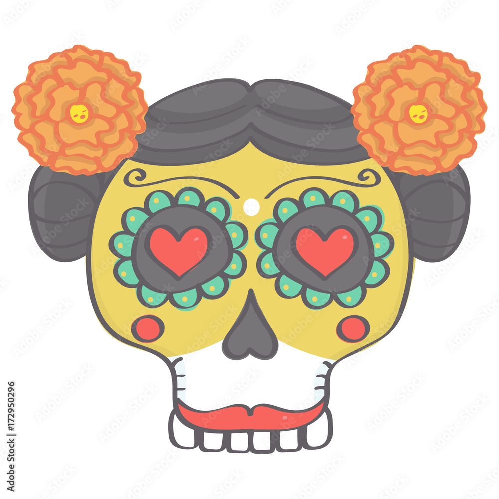 Pin Up Sugar Skull Drawing