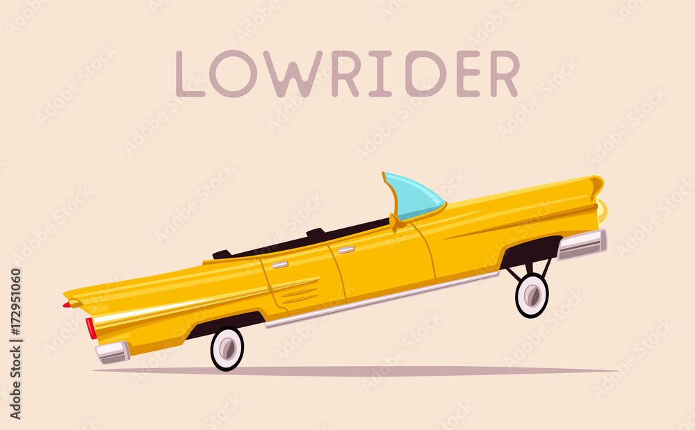 Retro car. Vintage lowrider. Cartoon vector illustration. Stock Vector ...
