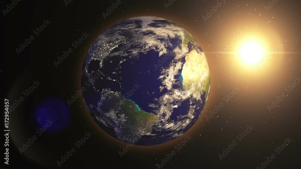 Realistic Earth Rotating on space (Loop). Texture map courtesy of NASA ...