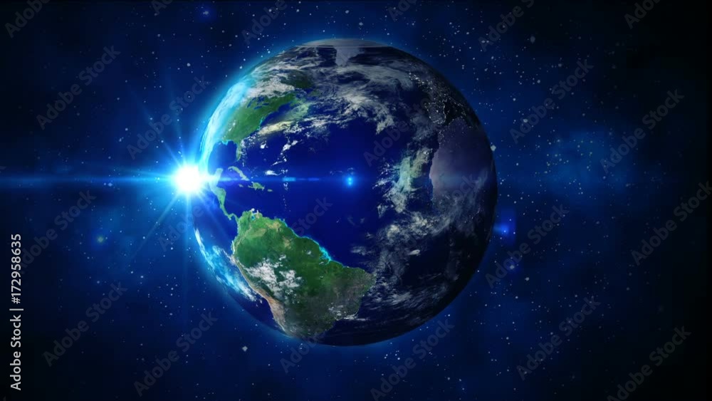 Realistic Earth Rotating on space (Loop). Texture map courtesy of NASA ...