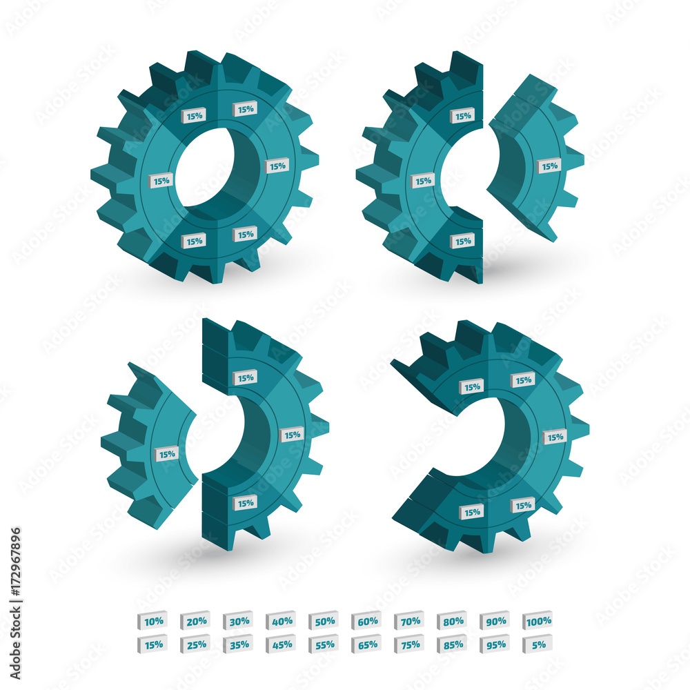 Three dimensional Circle gear chart Stock Vector | Adobe Stock