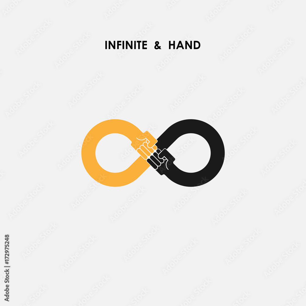 Hand sign and infinite logo elements design.Infinity and Fist sign ...