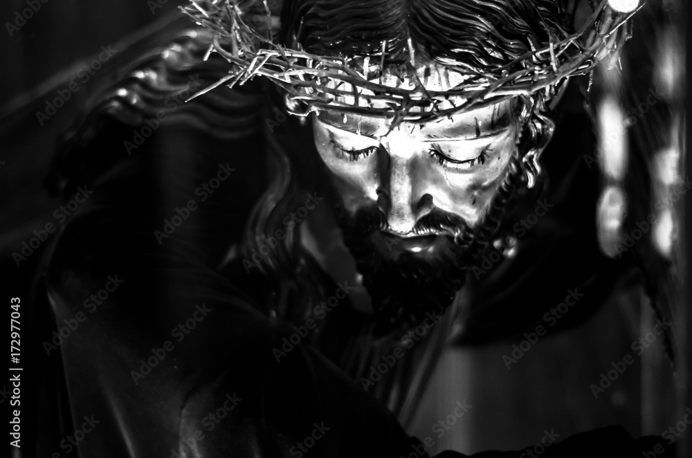 Black and white portrait of Jesus Christ Stock Photo | Adobe Stock