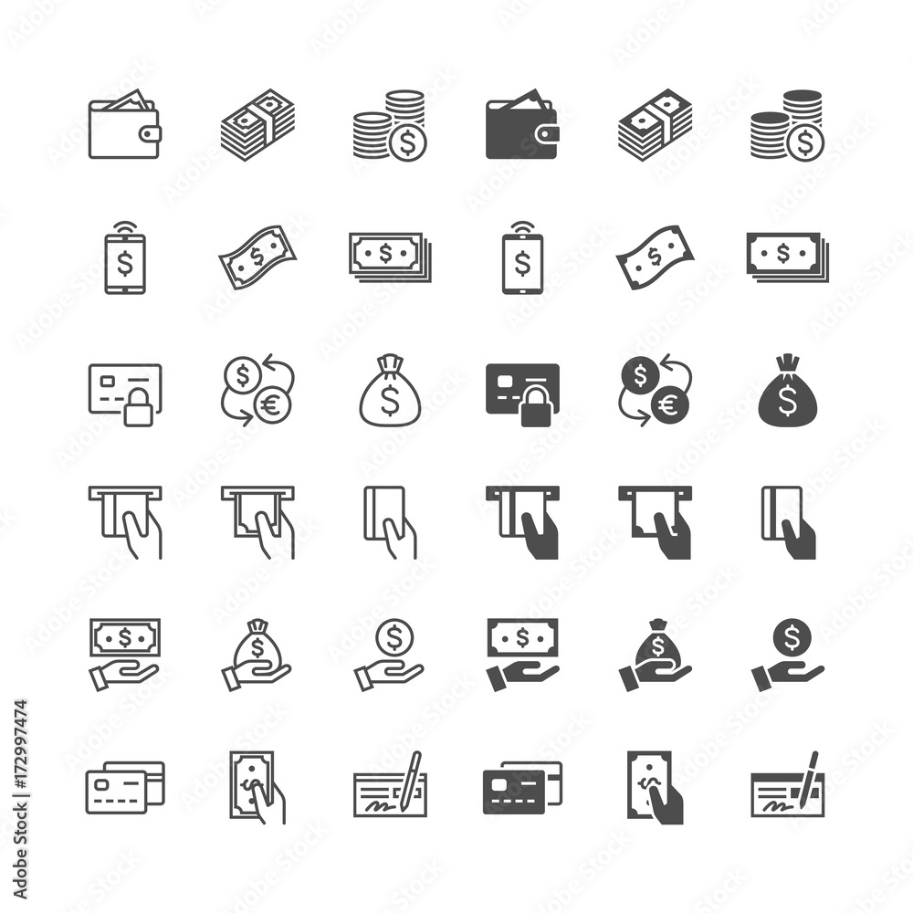 Money icons, included normal and enable state. Stock Vector | Adobe Stock