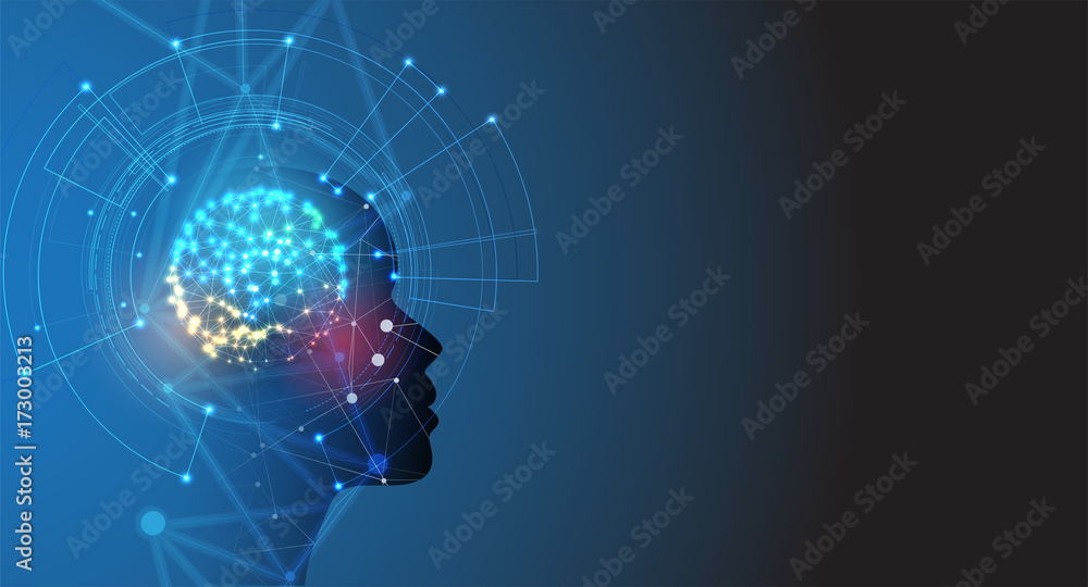 Artificial intelligence. Technology web background. Virtual concept ...