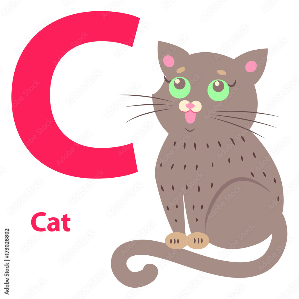 Alphabet Illustration for Letter C with Cute Cat Stock Vector | Adobe Stock