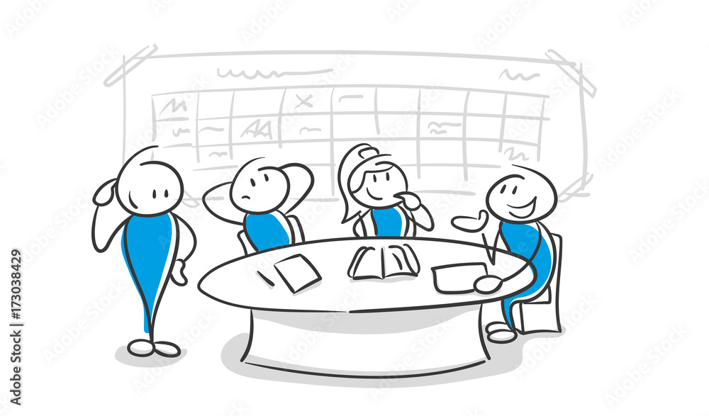 Stick Figure Series Blue / Visual Thinking, Brainstorming Stock Vector ...