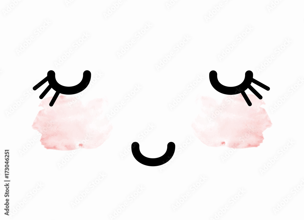 Cute smiling face, blushing VECTOR Stock Vector | Adobe Stock