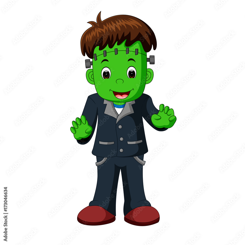 Halloween Frankenstein cartoon Stock Vector | Adobe Stock