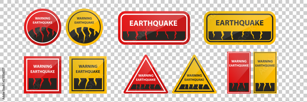 Vector realistic isolated signs for Earthquake warning for decoration ...