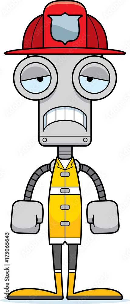 Cartoon Sad Firefighter Robot Stock Vector | Adobe Stock
