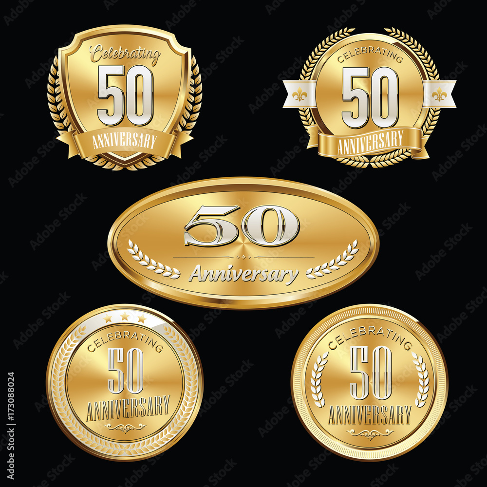 Anniversary Badges. Premium set of 50th Anniversary badges. Stock ...