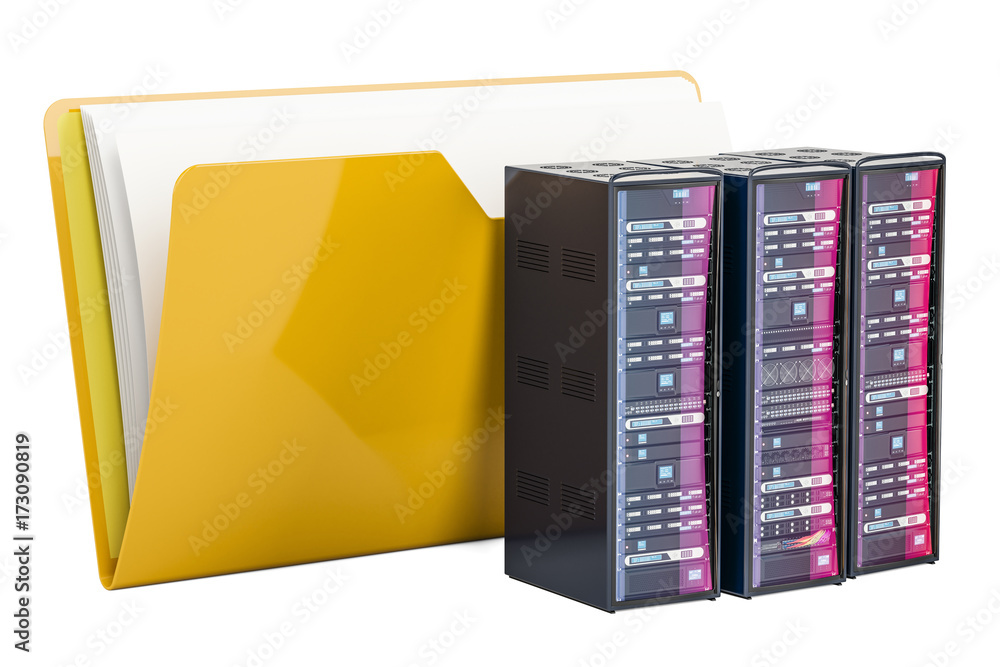 Computer folder icon with servers, 3D rendering Stock Illustration ...
