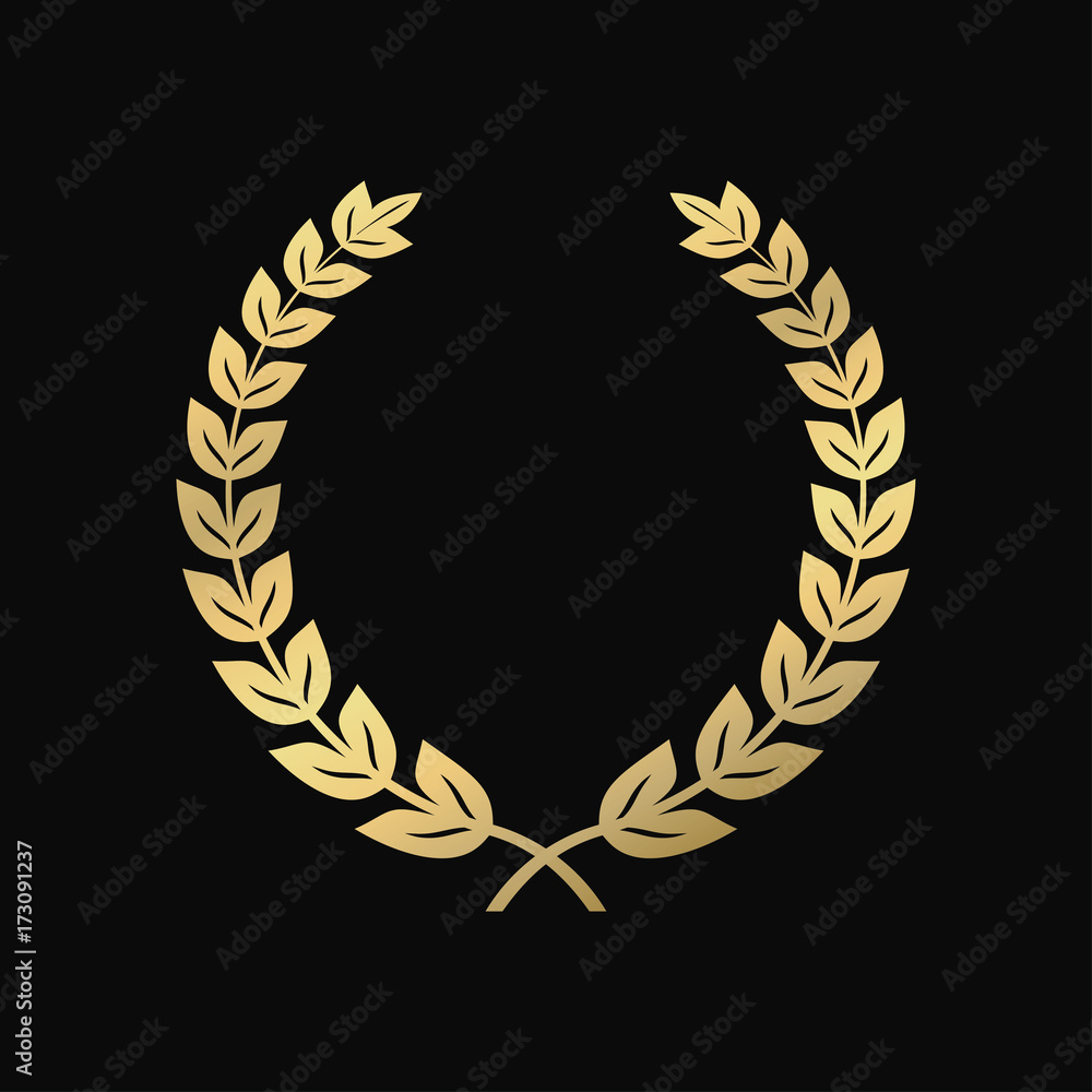 Gold laurel wreath. A symbol of victory, triumph. Vintage sign of ...