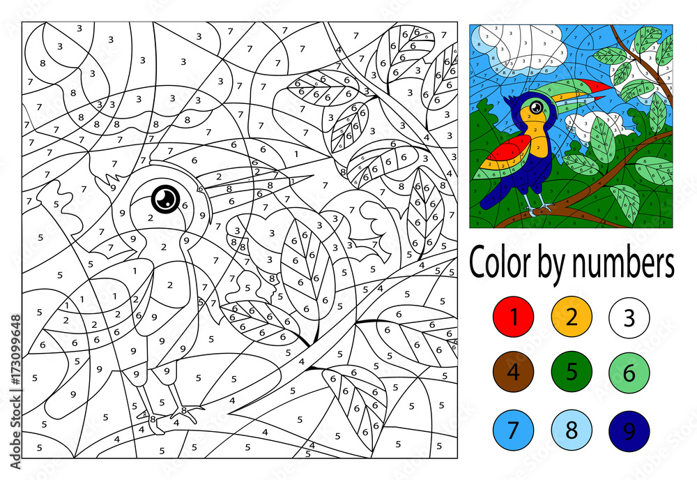 Color by numbers. Education game for smart kids and children. Picture ...
