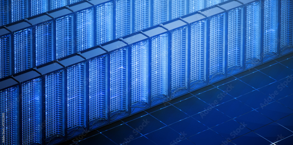 Server room in data center or server room data center. Hosting services ...