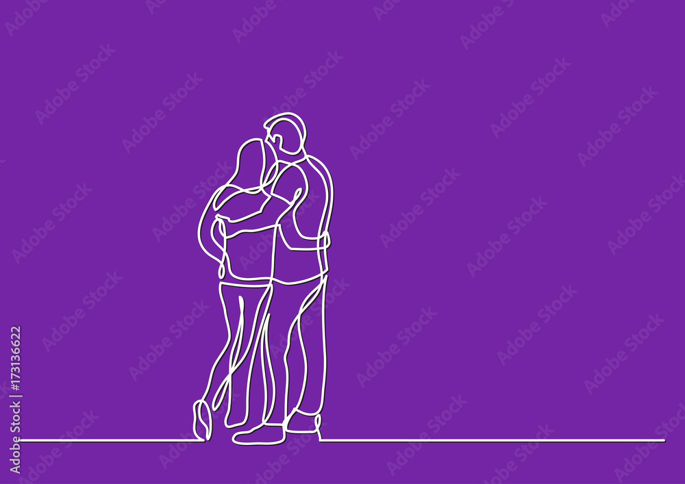 continuous line drawing of standing couple Stock Vector | Adobe Stock