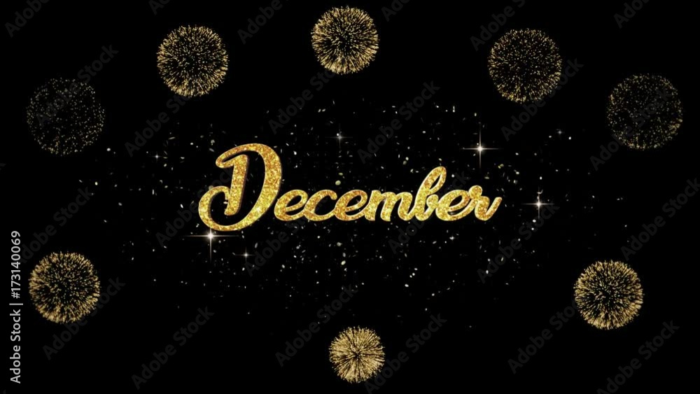 December Beautiful golden greeting Text Appearance from blinking ...