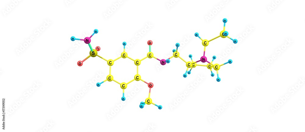 Sulpiride molecular structure isolated on white Stock Illustration ...