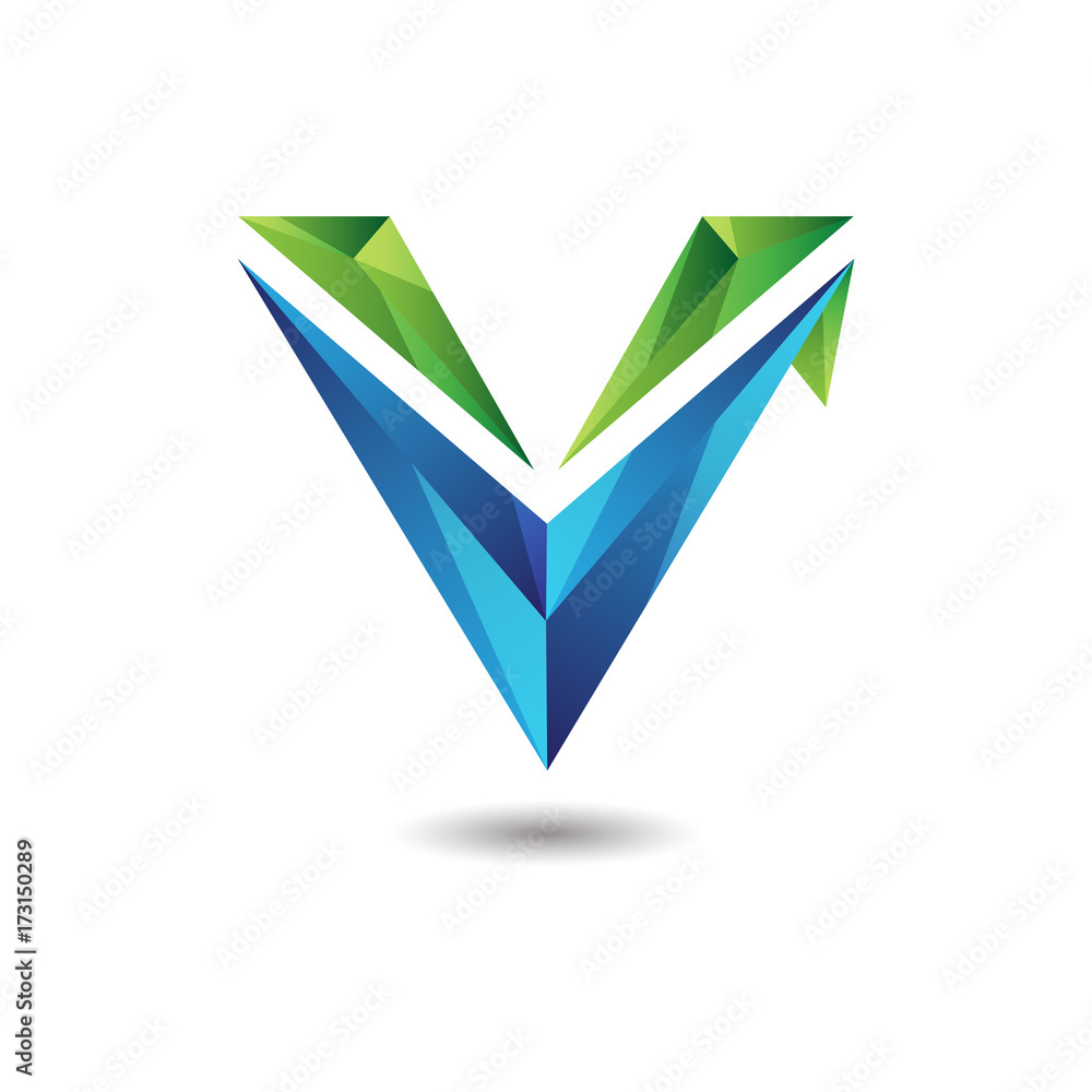 Letter V Logo In 3d