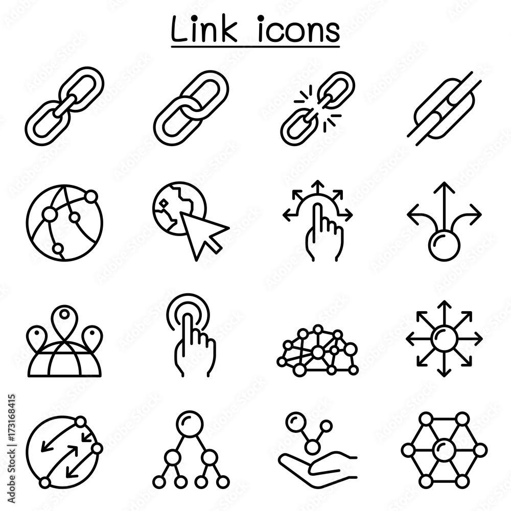 Link icon set in thin line style Stock Vector | Adobe Stock