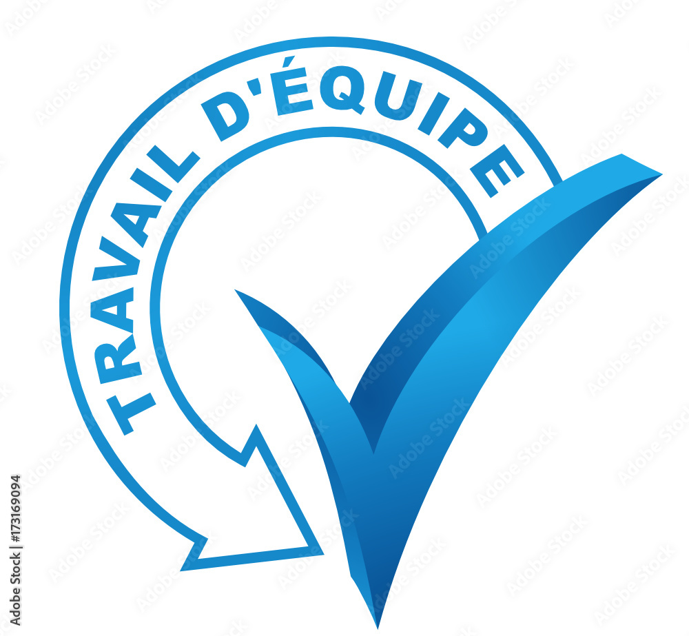 travail d'équipe sur symbole validé bleu Stock Vector | Adobe Stock