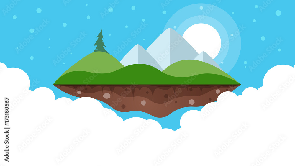 Cartoon island landscape illustration. Vector eps 10 Stock Vector ...