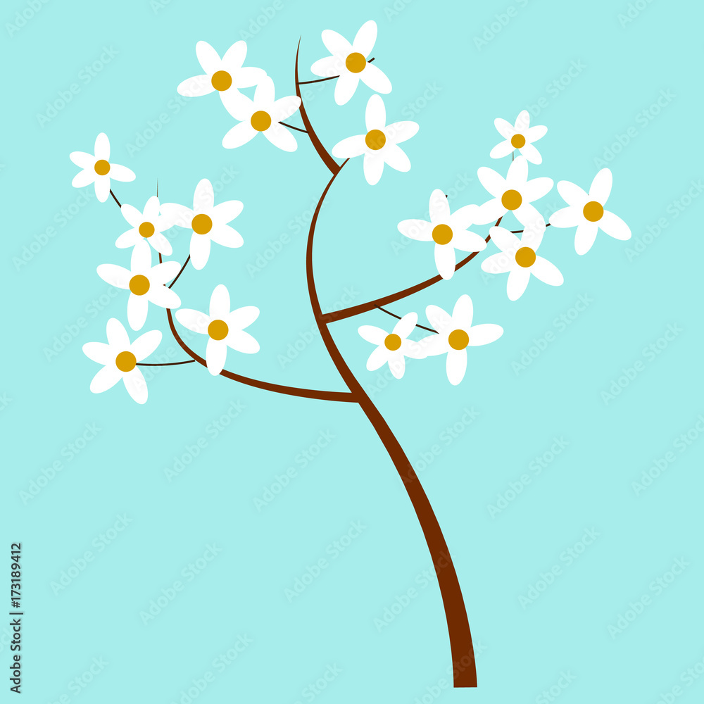 Cartoon Spring Blooming Tree Isolated Illustration Stock Vector | Adobe ...