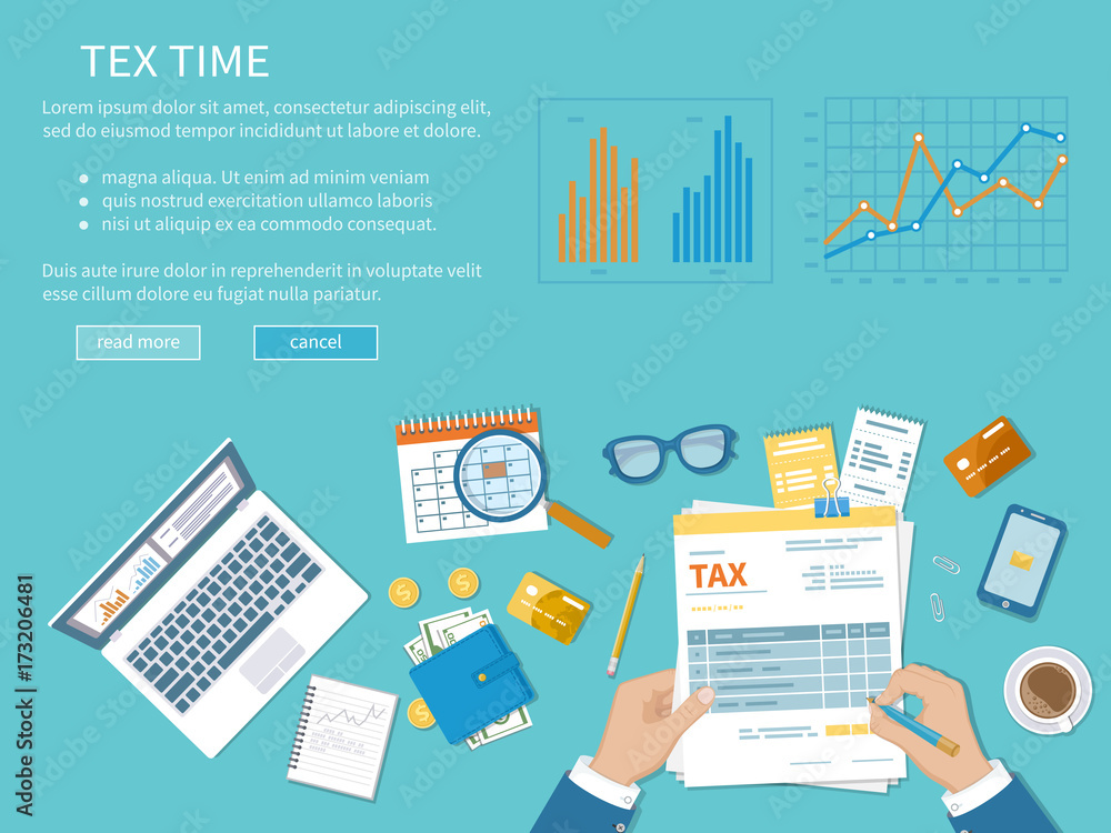 Vektorová grafika „Tax payment concept. State Government taxation ...